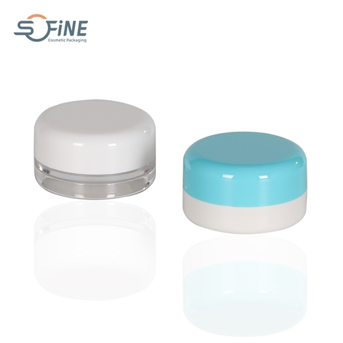 Empty plastic cream jars sample pots cosmetic container with colored ...